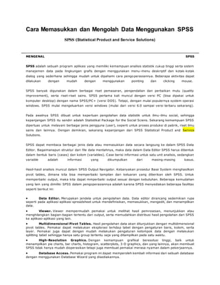 Cara memasukkan dan mengolah data menggunakan spss | PDF