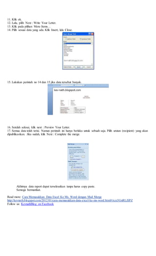 Cara memasukkan data excel ke ms | PDF Cara memasukkan data excel ke ms | PDF