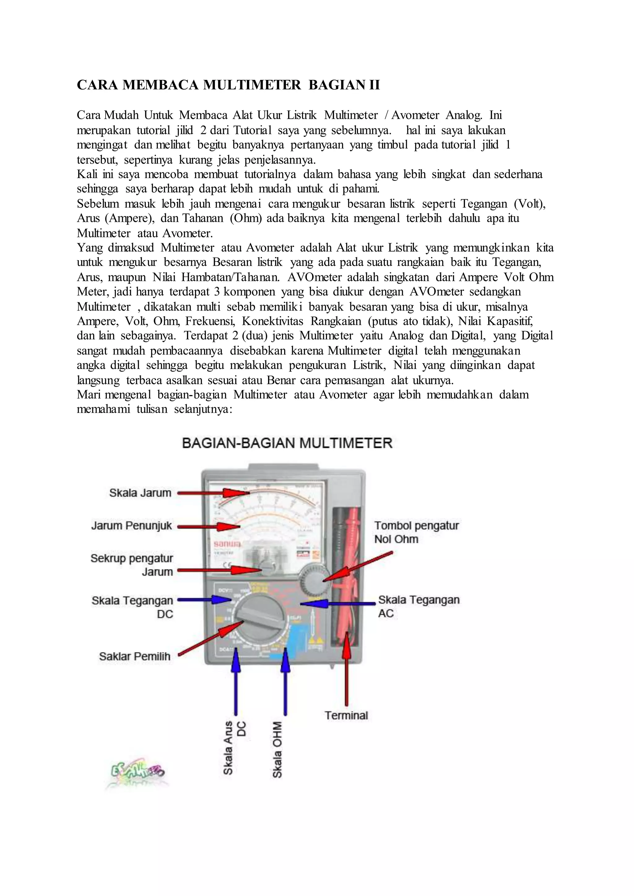 Cara membaca multimeter bagian ii | DOCX