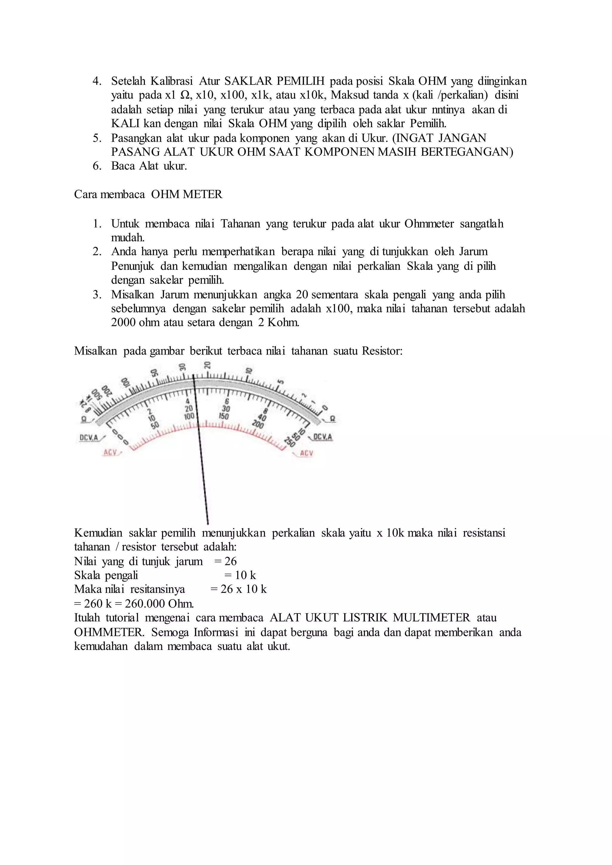Cara membaca multimeter bagian ii | DOCX