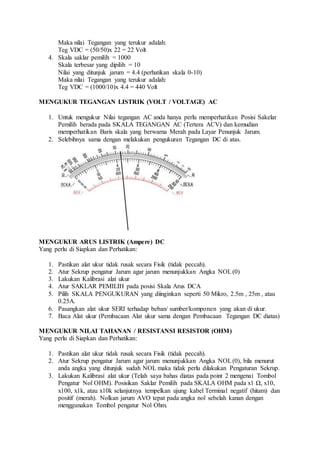 Cara membaca multimeter bagian ii | DOCX