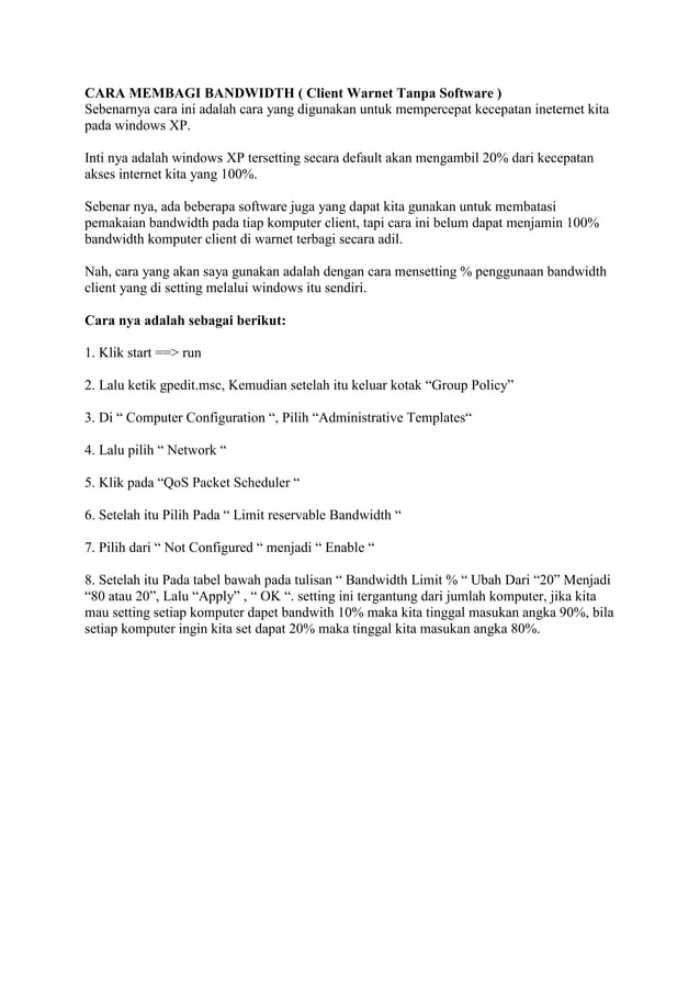 Cara membagi bandwidth | PDF