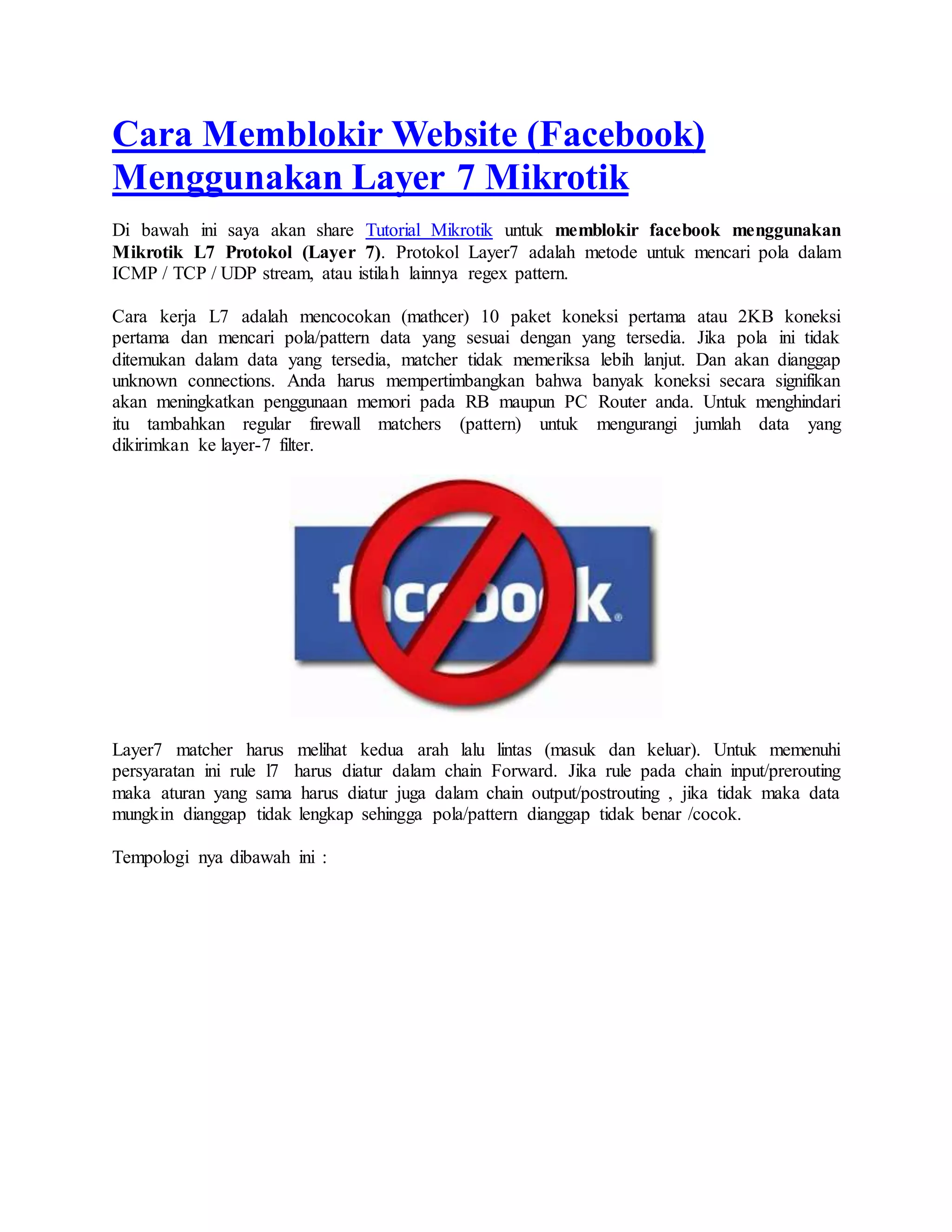 Mikrotik Memblokir Website di layer 7 | PDF