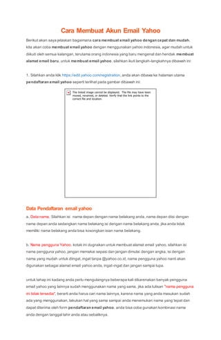 Cara membuat akun email yahoo | DOCX