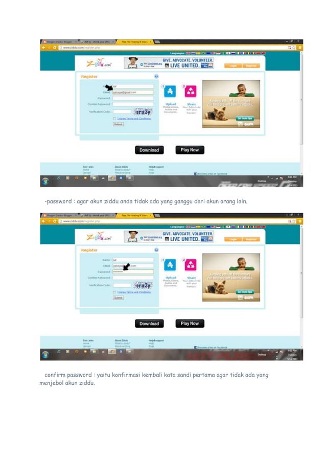 Cara membuat akun ziddu | PDF