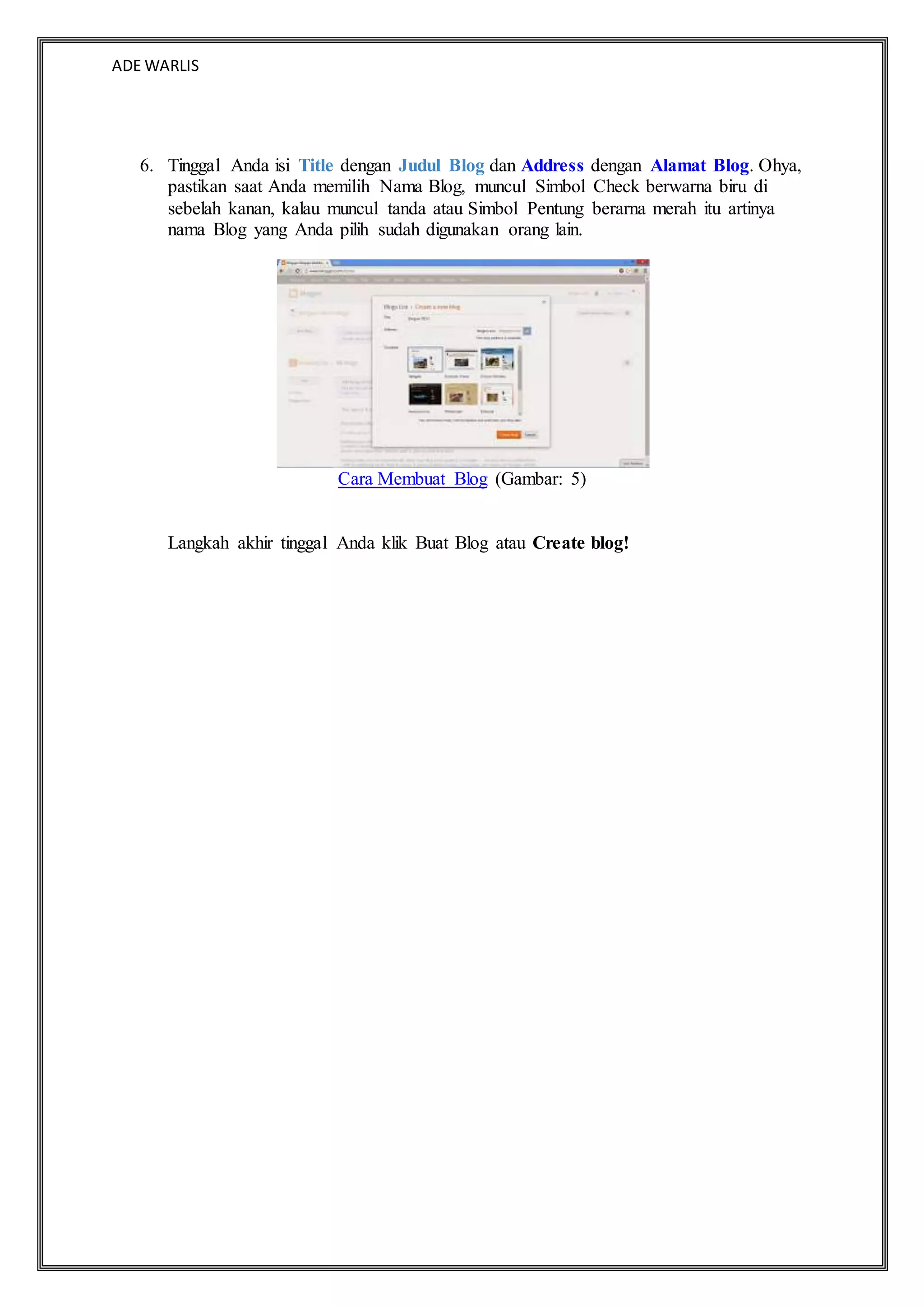 Cara membuat blog | PDF
