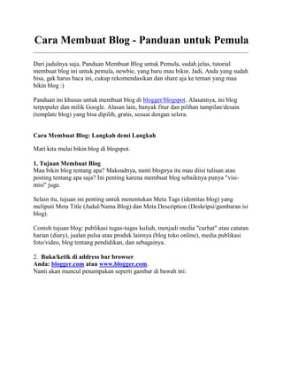 Cara membuat blog untuk pemula | PDF