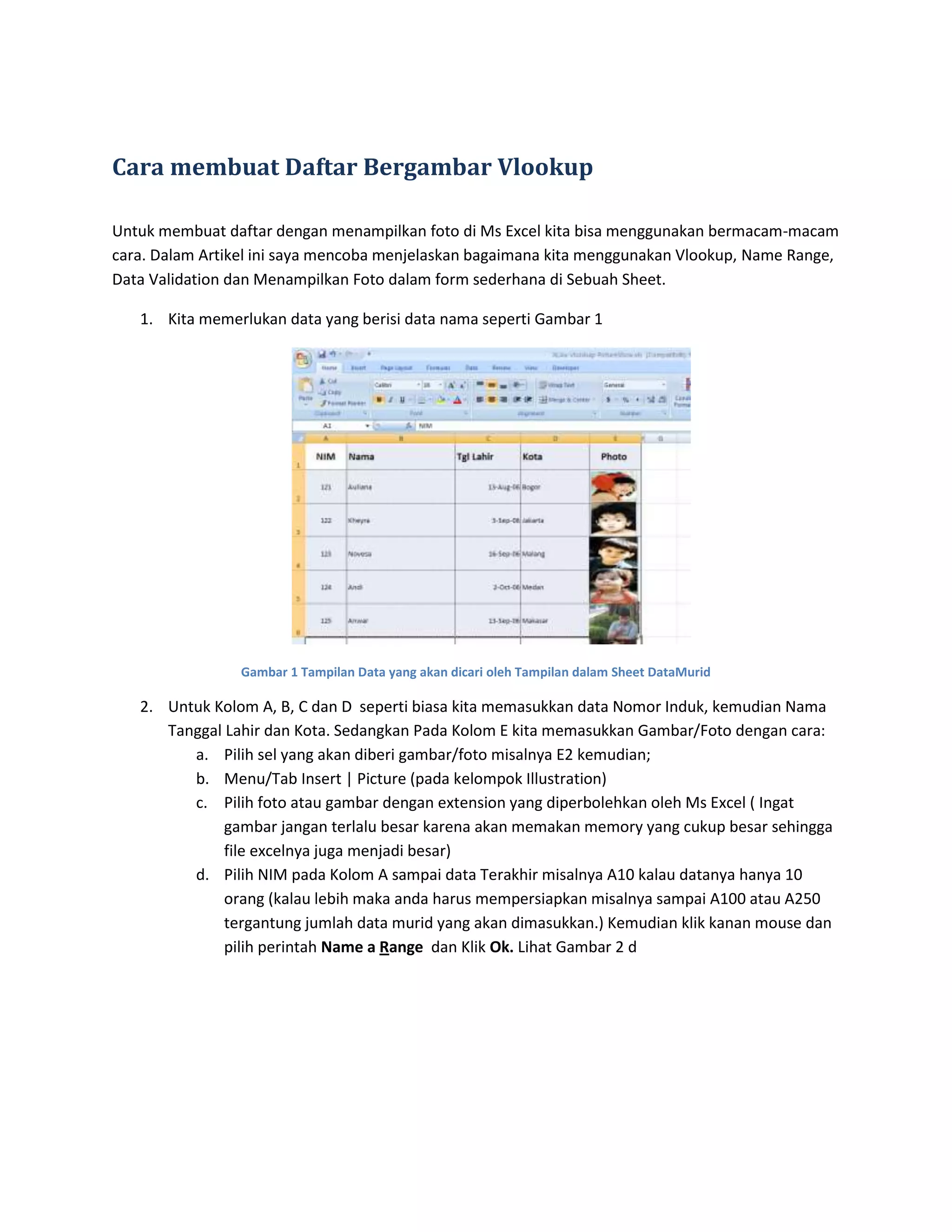 Cara Membuat Daftar Bergambar Vlookup | DOCX