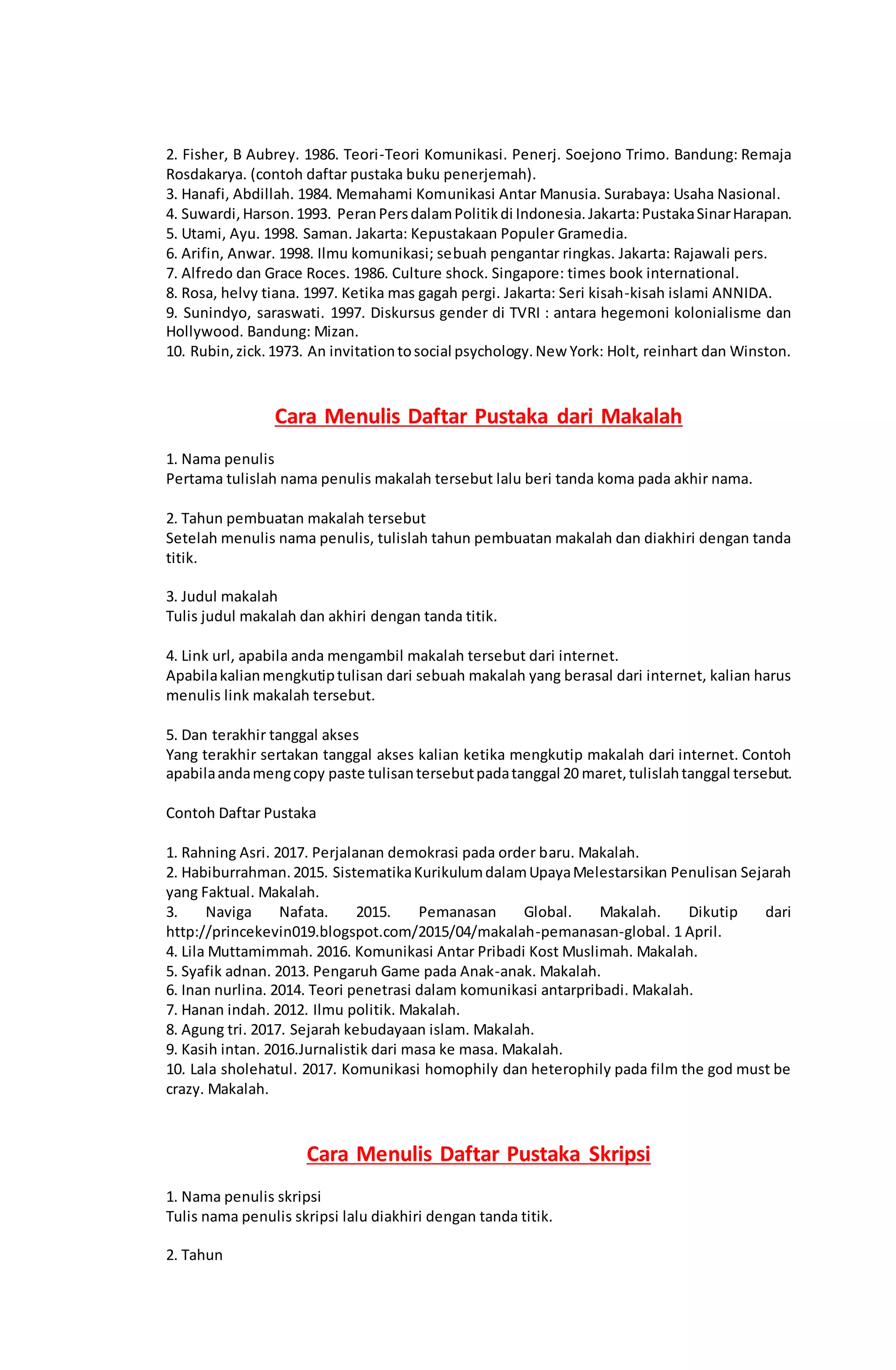 Cara membuat daftar pustaka yang baik dan benar | DOCX