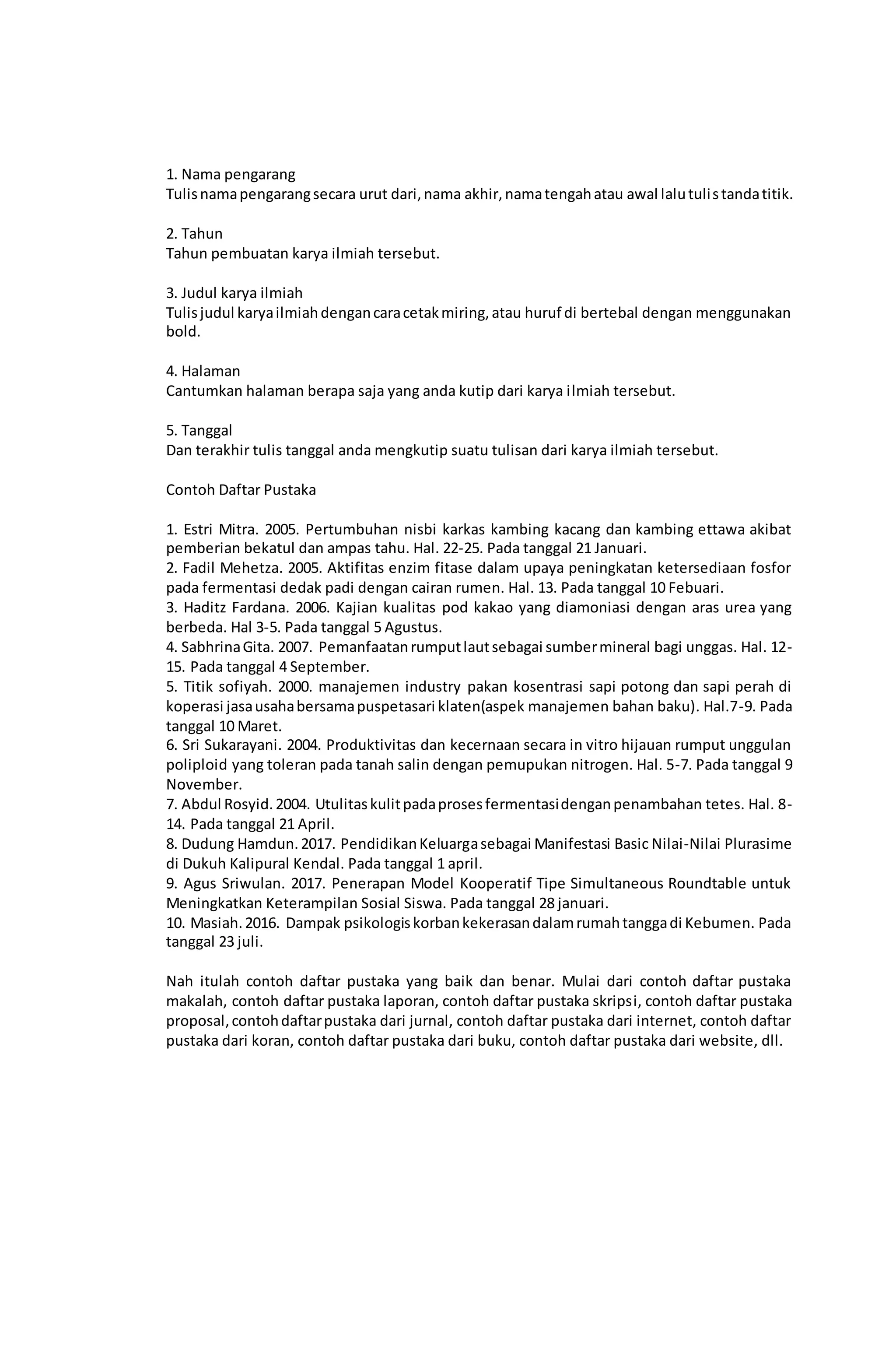 Cara membuat daftar pustaka yang baik dan benar | DOCX