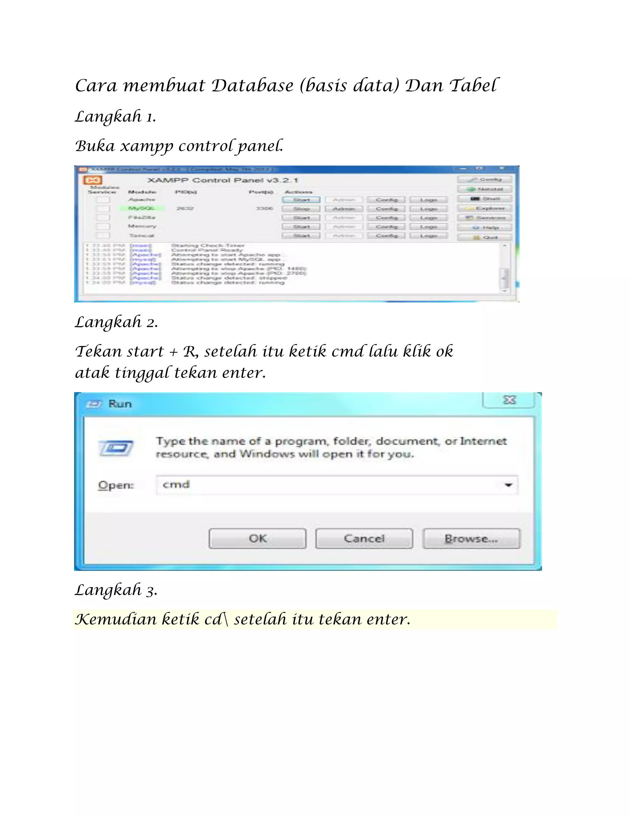 Cara membuat database | PDF