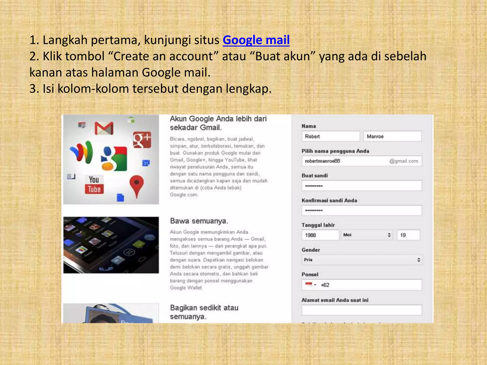 Cara membuat e mail dari gmail | PPT