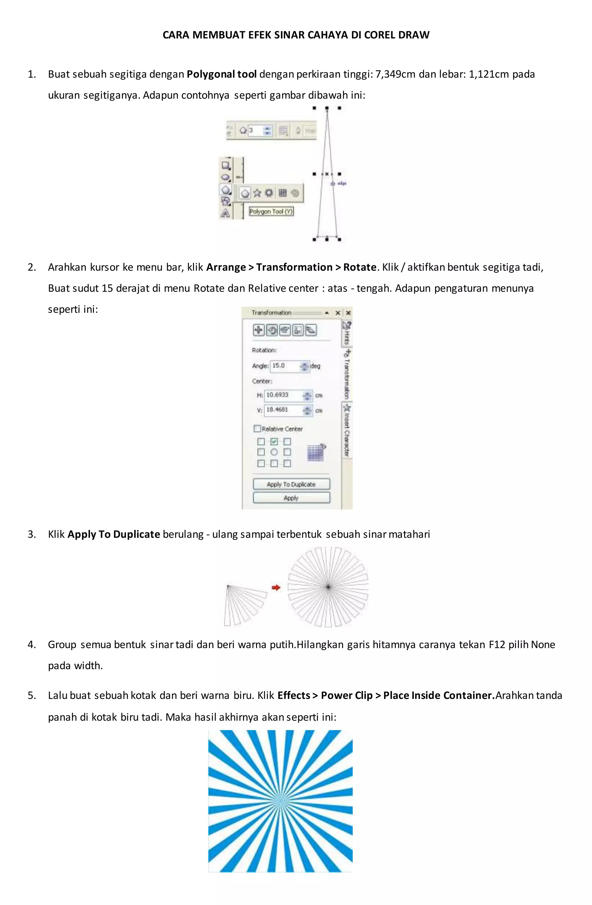 Cara membuat efek sinar cahaya di corel draw | PDF
