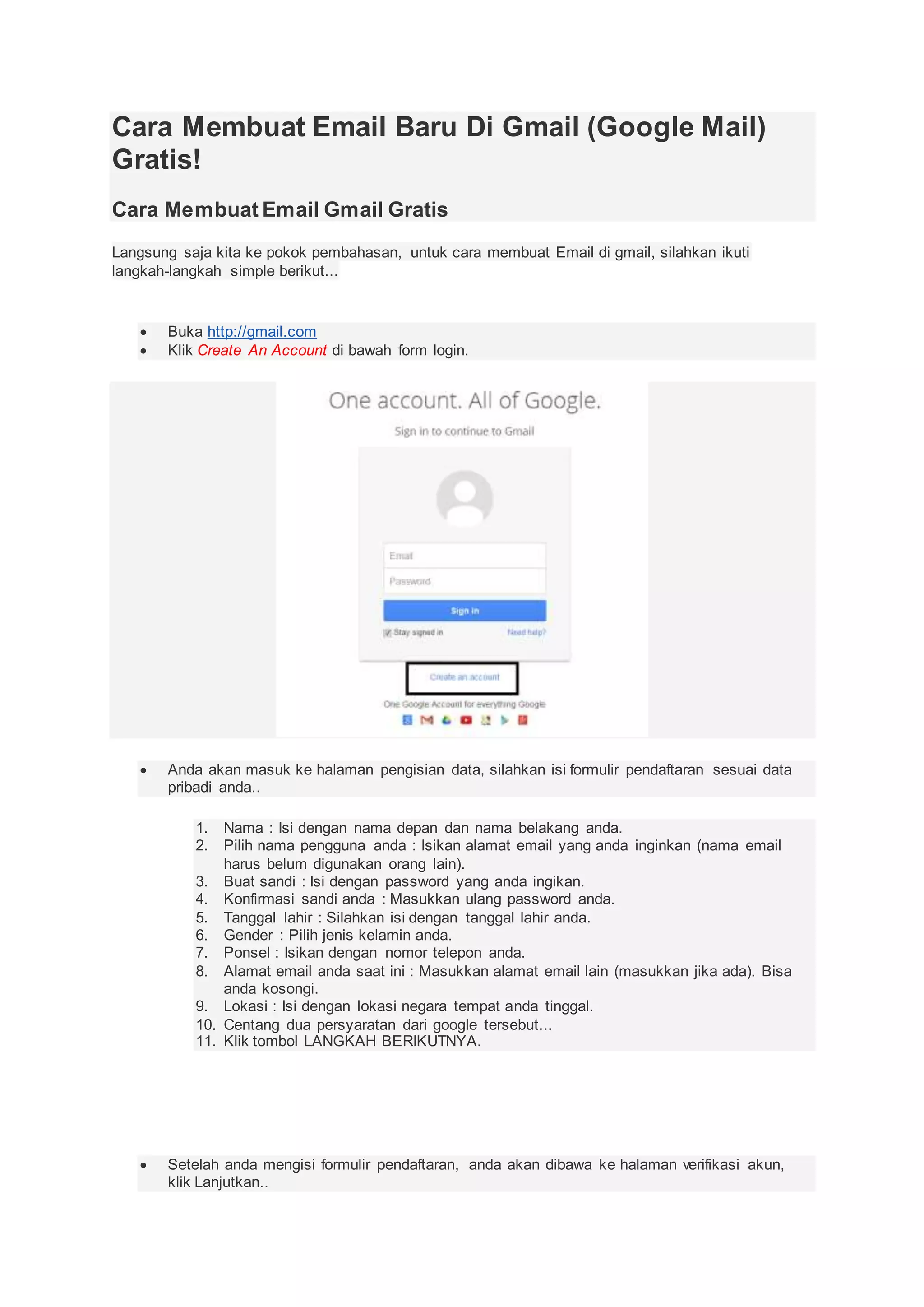 Cara membuat email baru di gmail | PDF