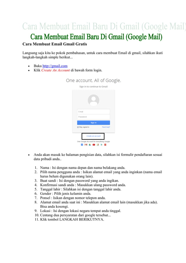 Cara membuat email gmail gratis | PDF