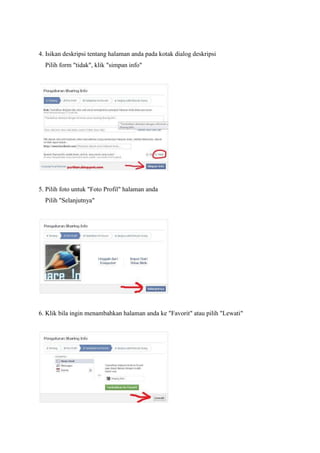 Cara membuat facebook fanspage | PDF