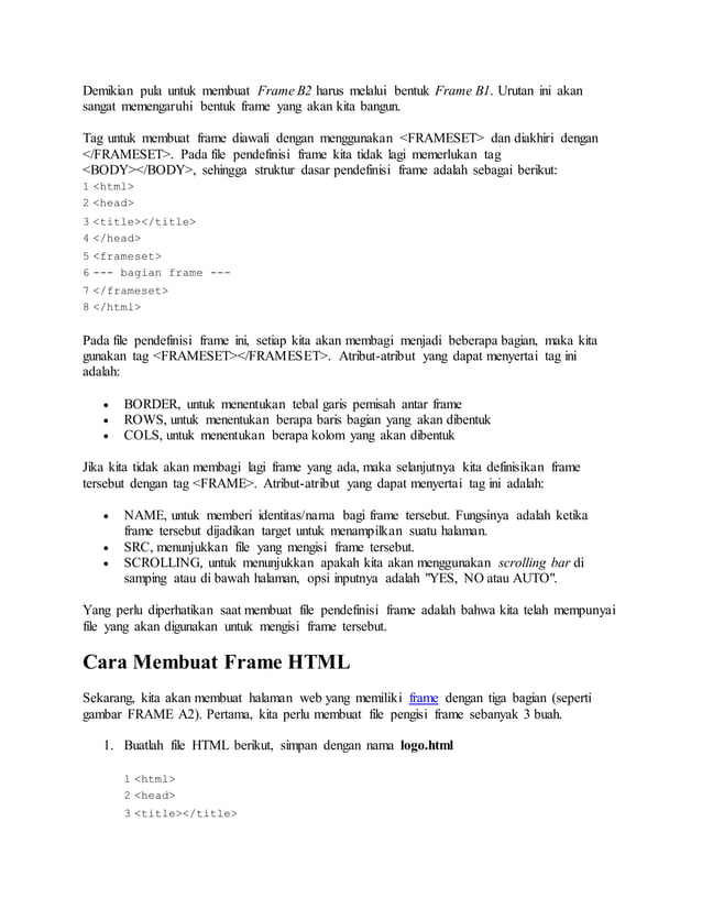 Cara membuat frame html | PDF