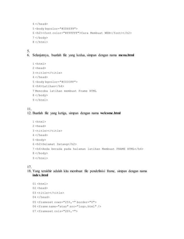 Cara membuat frame html | PDF