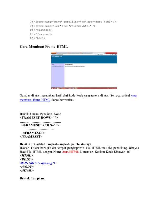 Cara membuat frame html | PDF