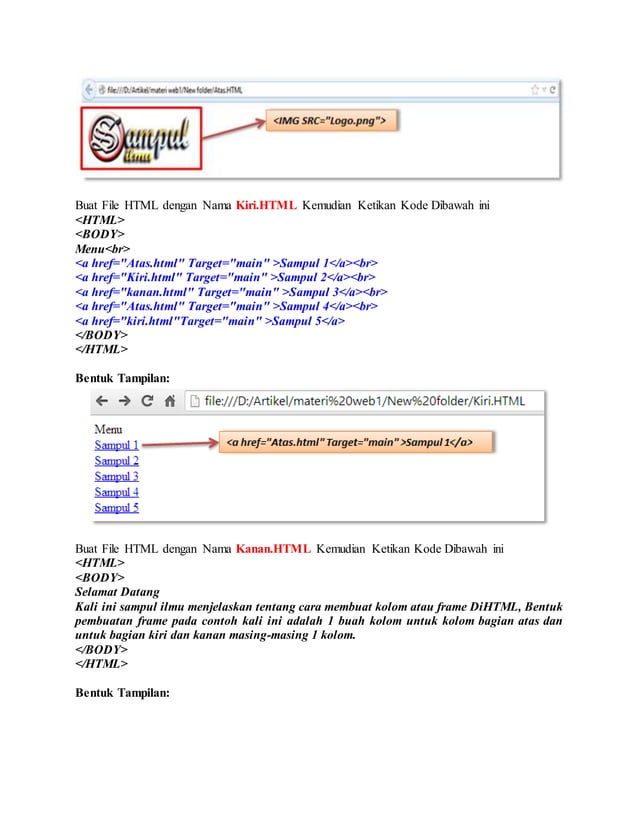 Cara membuat frame html | PDF