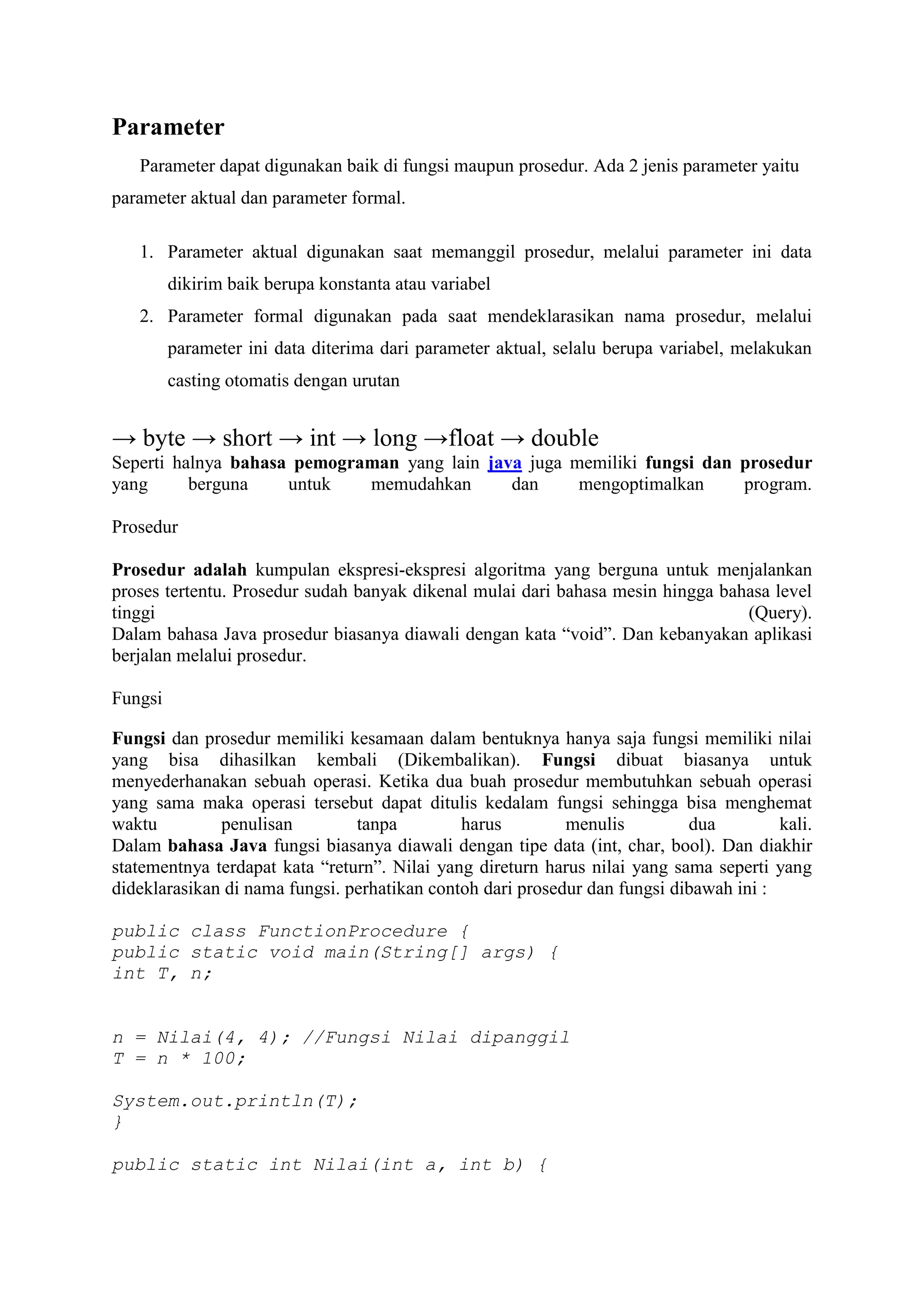 Cara membuat fungsi dan prosedur pada java | DOCX