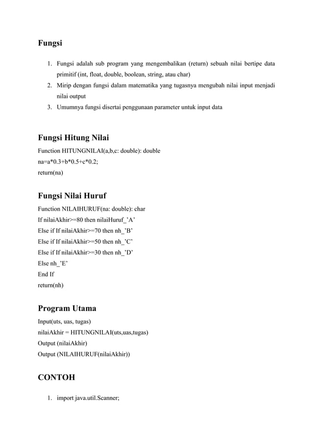 Cara membuat fungsi dan prosedur pada java | PDF