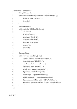 Cara membuat fungsi dan prosedur pada java | PDF