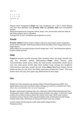 Cara membuat fungsi dan prosedur pada java | PDF