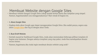 Cara Membuat Google Sites dengan menggunakan Akun Google | PDF