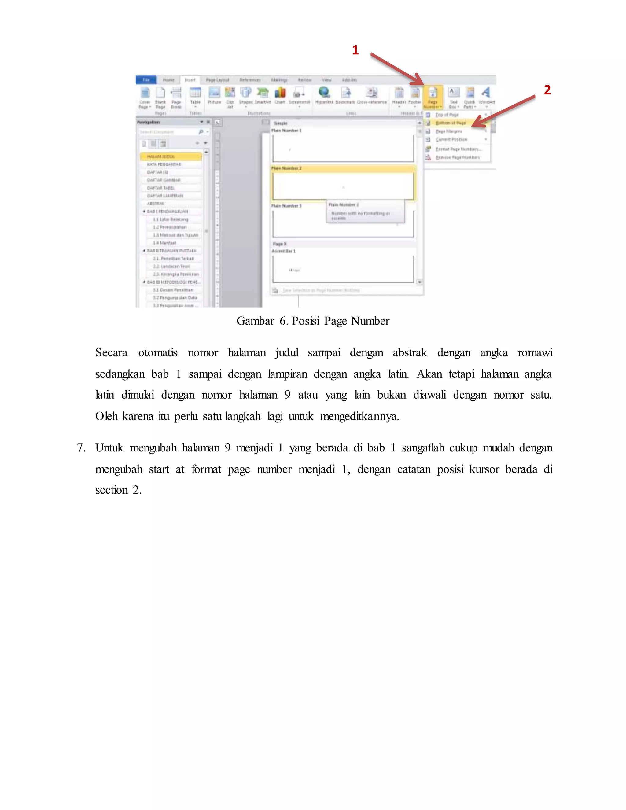 Cara membuat halaman angka romawi dan angka latin dalam | DOCX
