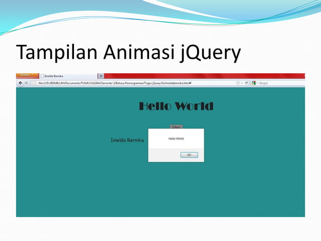 Cara membuat hello world menggunakan j query | PPTX