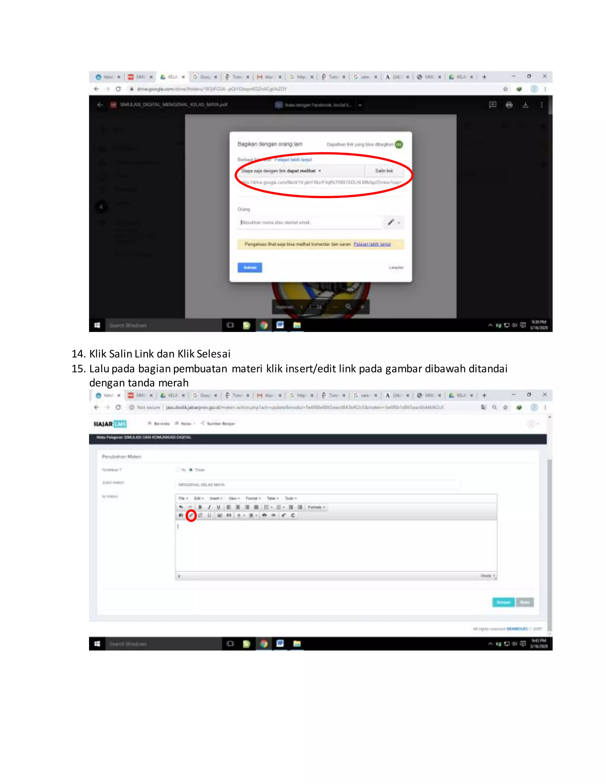 Cara membuat kelas online menggunakan lms siajar | DOCX