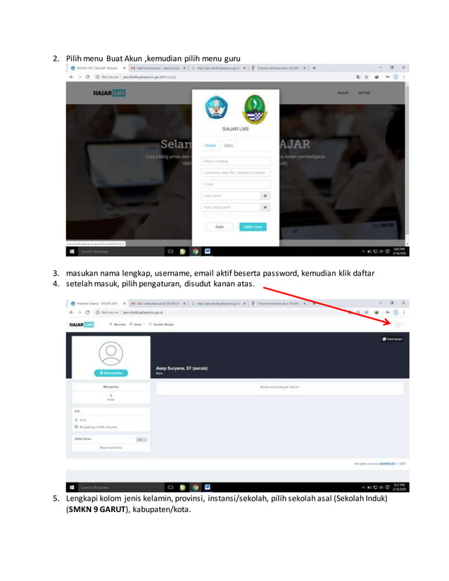 Cara membuat kelas online menggunakan lms siajar | DOCX