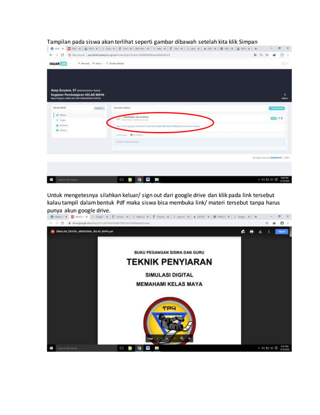 Cara membuat kelas online menggunakan lms siajar | DOCX