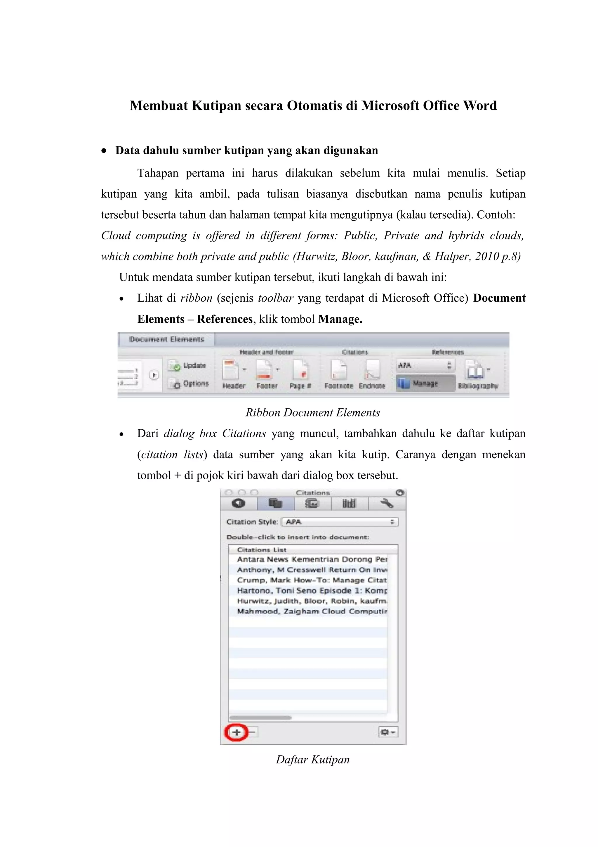 Cara Membuat Kutipan dan Daftar Pustaka Otomatis di Ms. Word | DOC