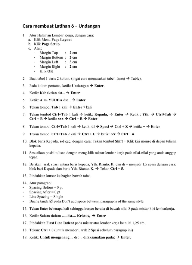 Cara membuat Latihan 4 - Surat Undangan.docx