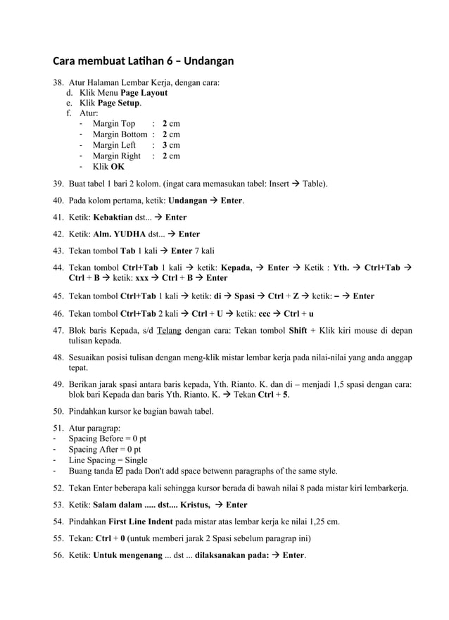 Cara membuat Latihan 4 - Surat Undangan.docx