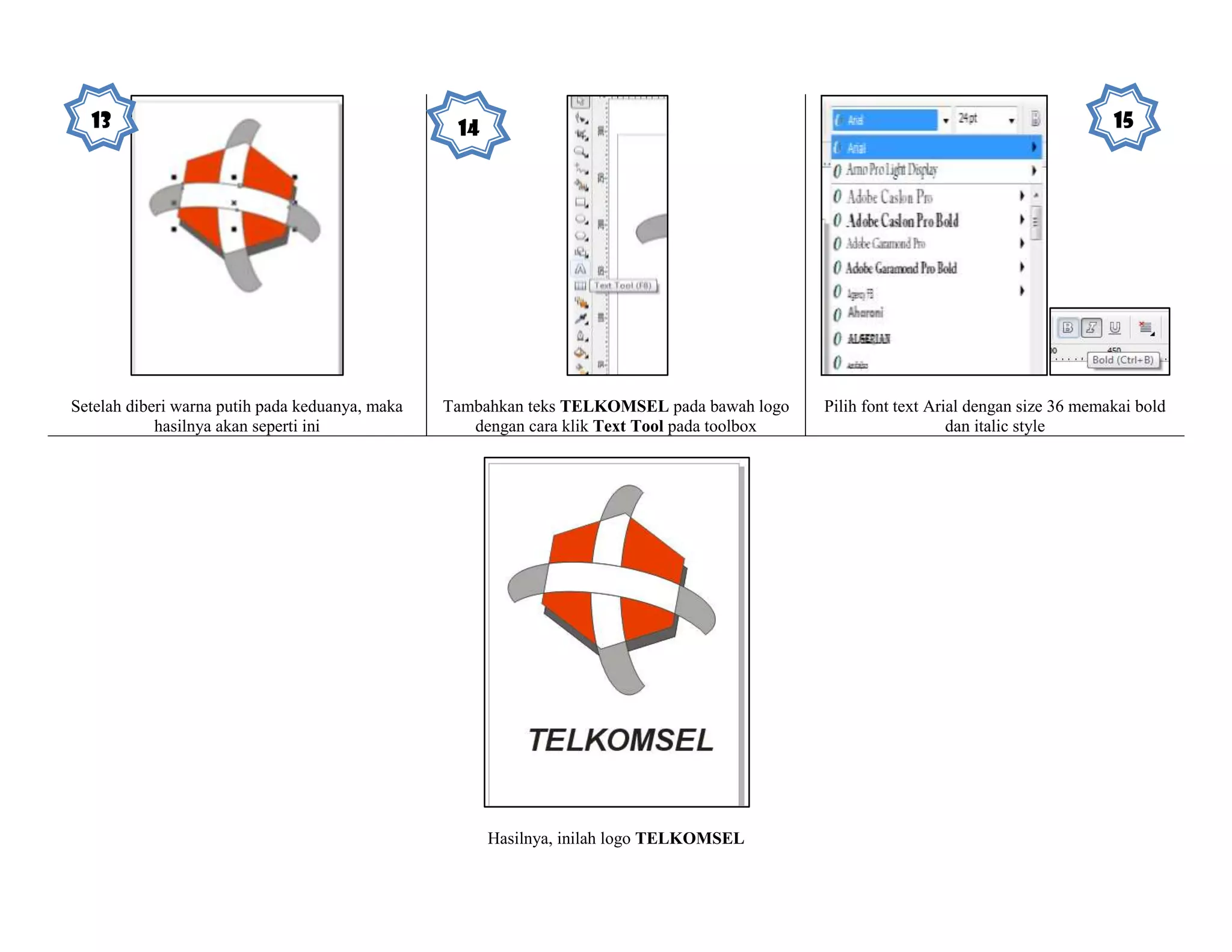 Cara membuat logo telkomsel pada aplikasi coreldraw | DOCX