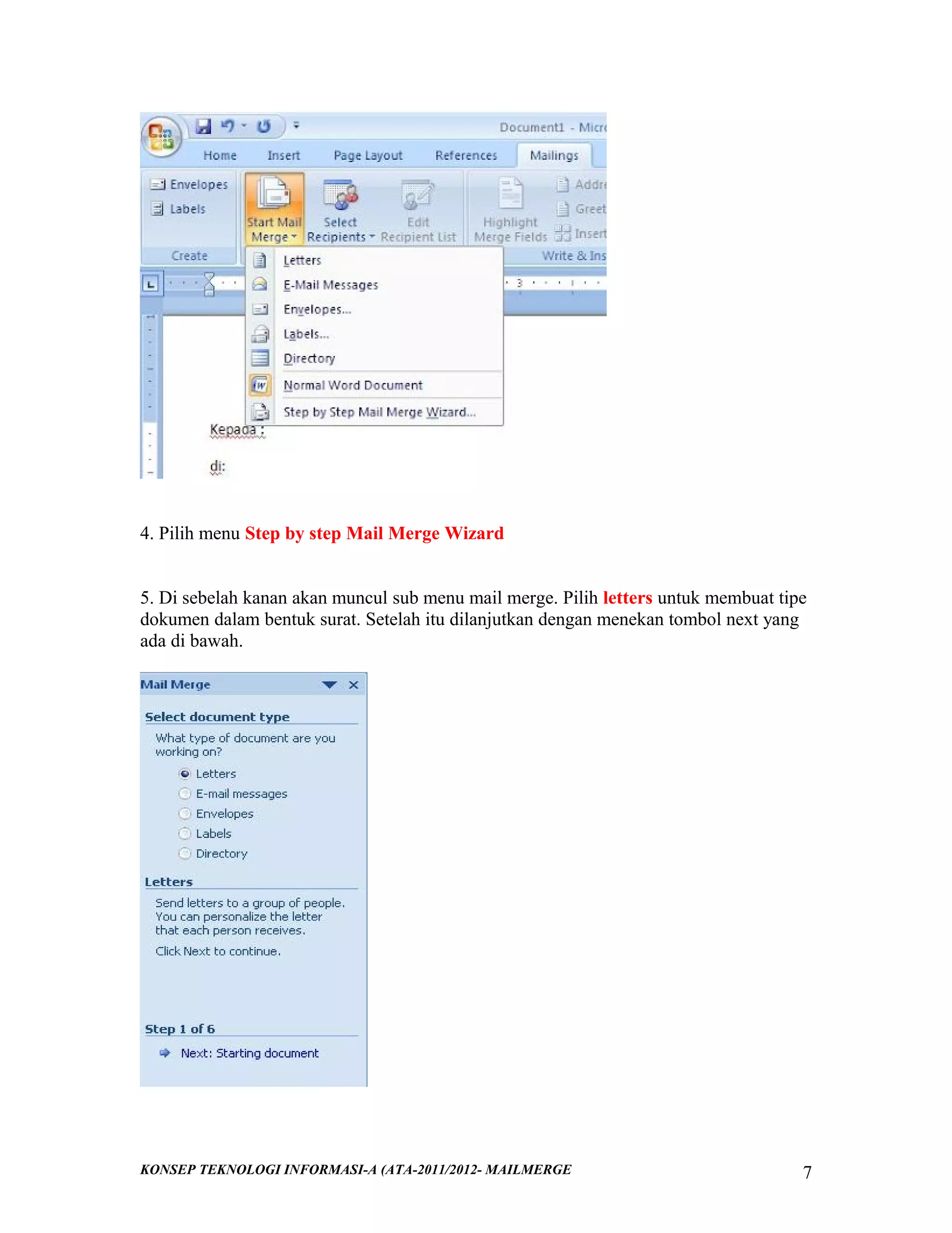 Cara membuat mail merge di word 2007 | DOC