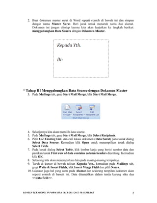 Cara membuat mail merge di word 2007 | DOC