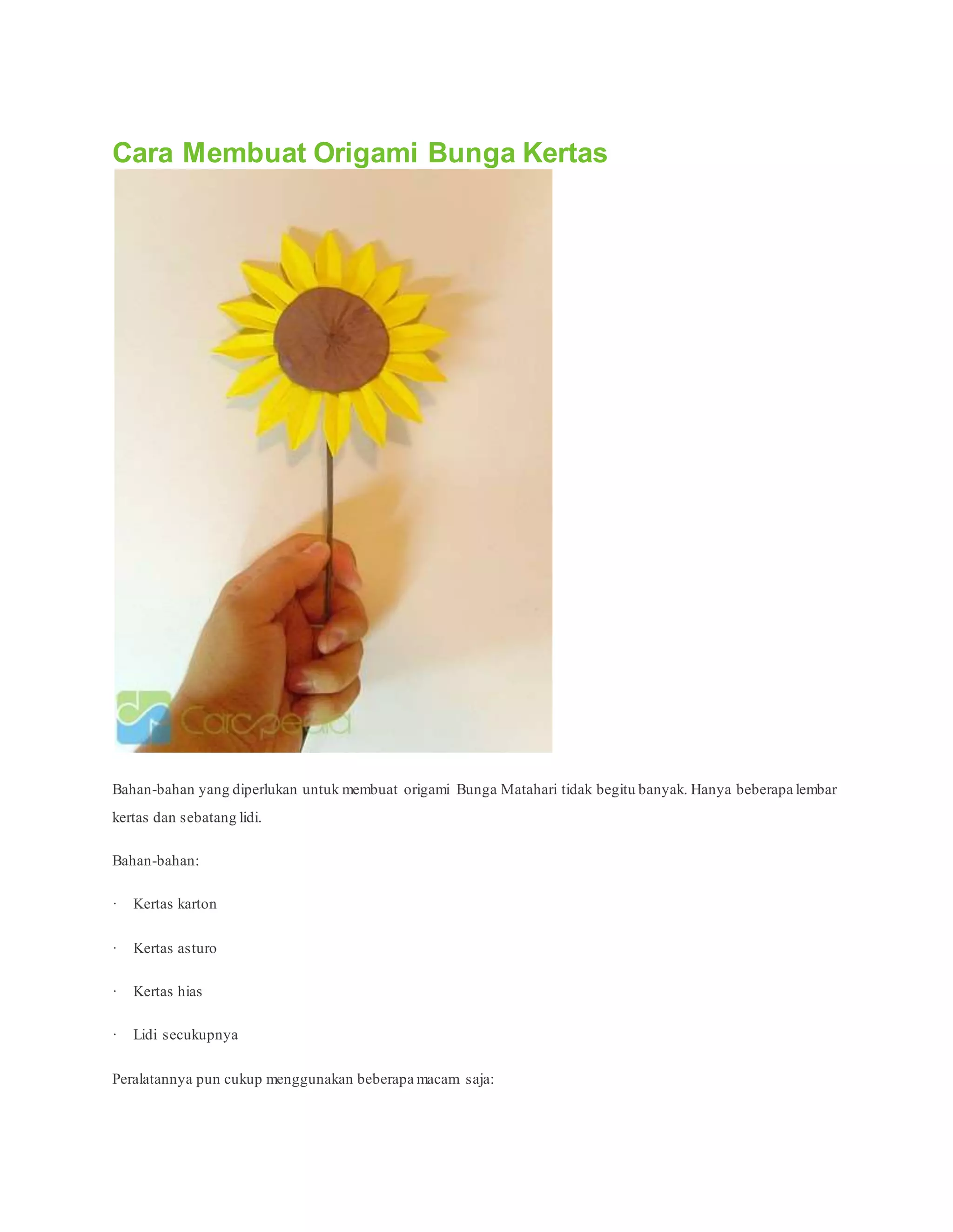 Cara membuat origami bunga kertas | DOCX