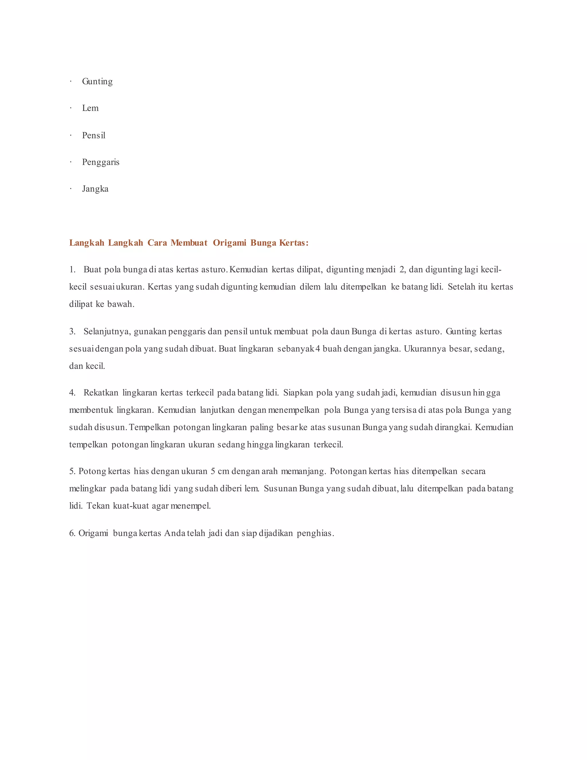 Cara membuat origami bunga kertas | PDF