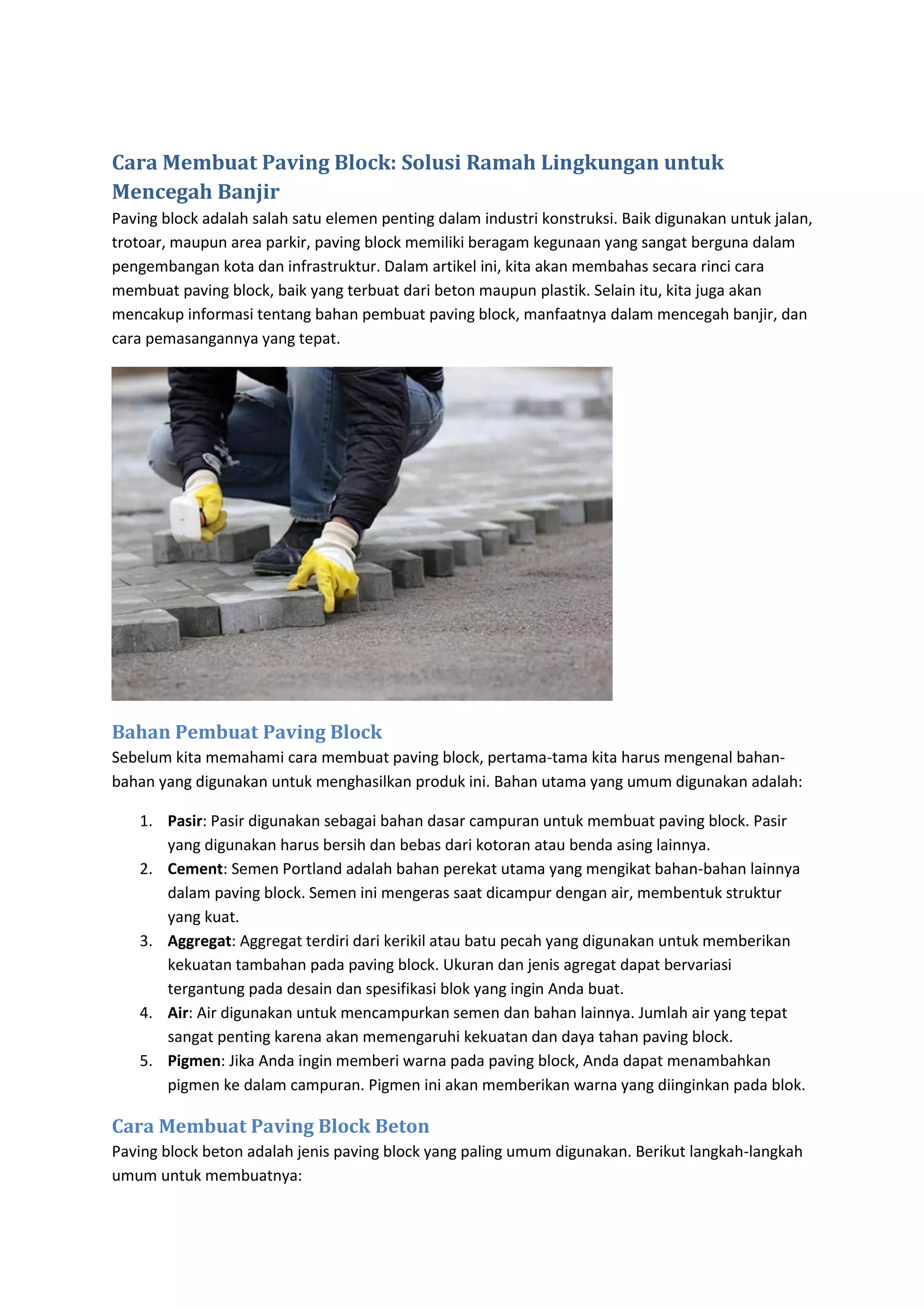 Cara Membuat Paving Block Dengan Mudah | PDF