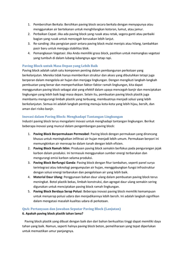 Cara Membuat Paving Block Dengan Mudah | PDF