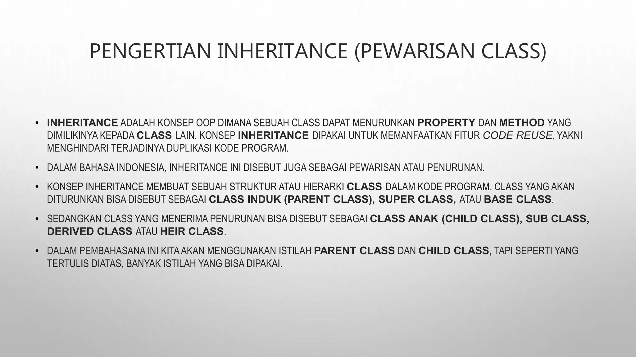 Cara Membuat Pewarisan Class (Inheritance).pptx | Free Download