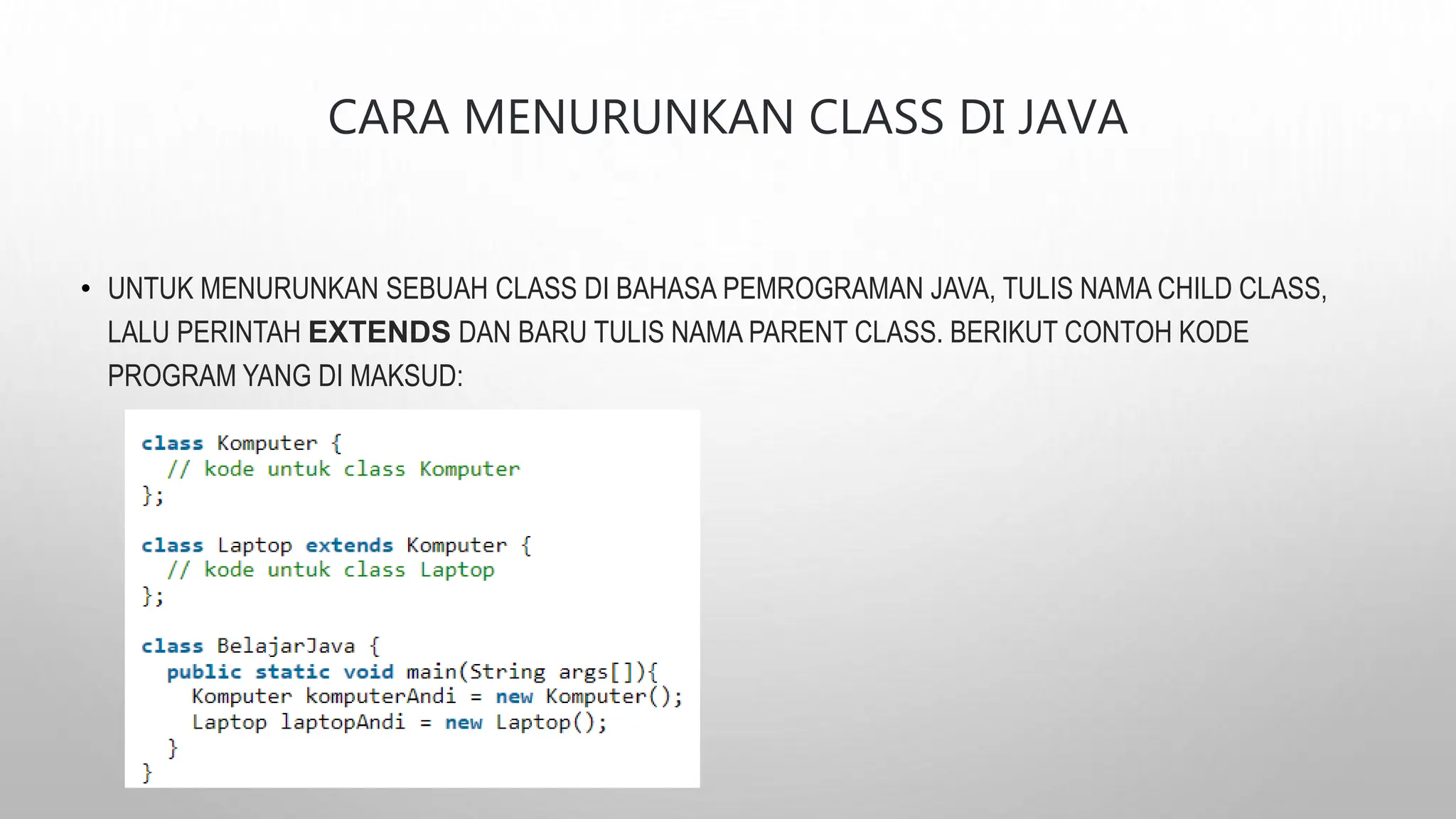 Cara Membuat Pewarisan Class (Inheritance).pptx | Free Download