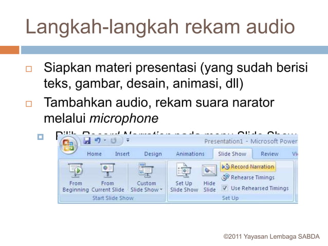 Membuat presentasi PowerPoint yang disertai narasi | PPTX