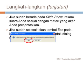 Membuat presentasi PowerPoint yang disertai narasi | PPTX