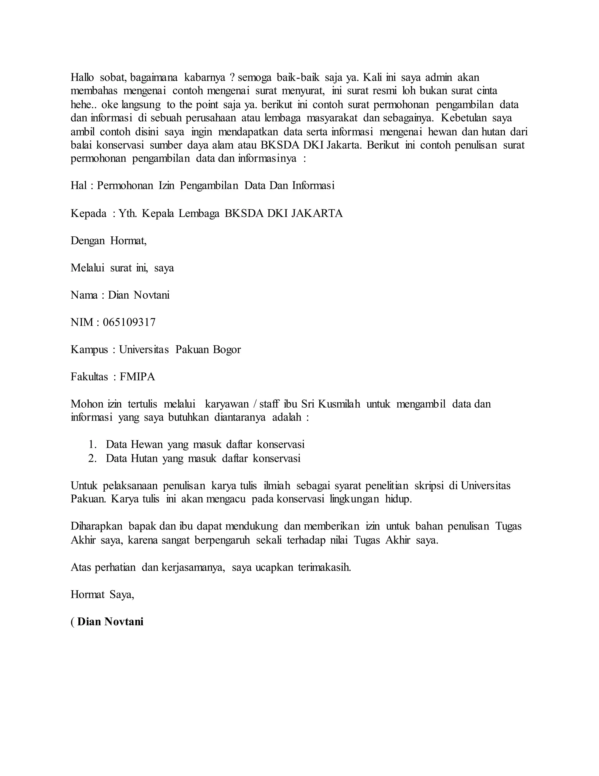 Cara membuat proposal permintaan data | DOCX