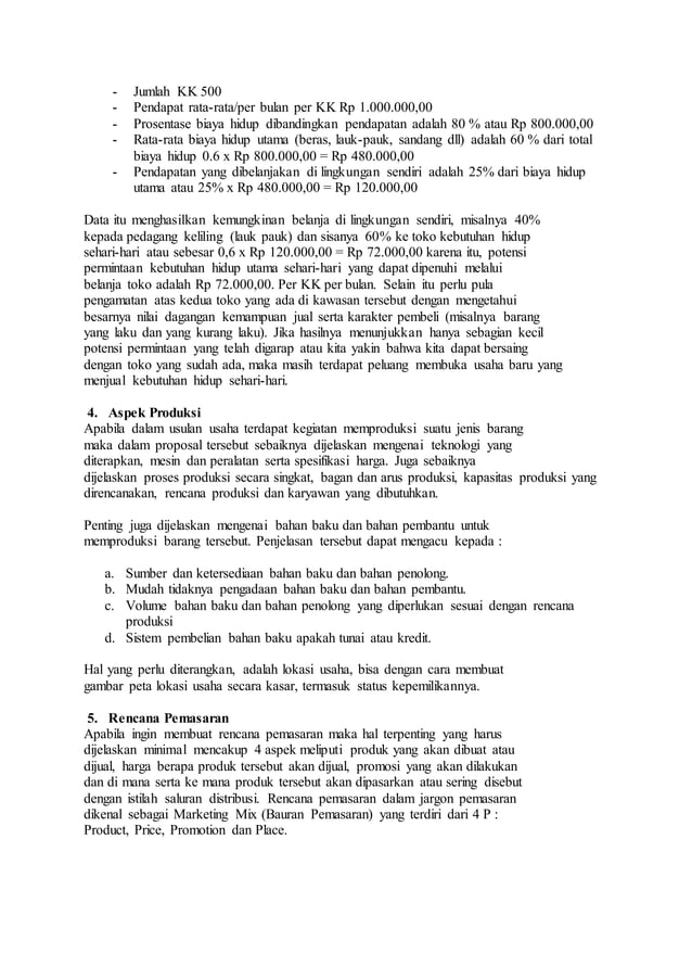 Cara membuat proposal usaha disertai contoh proposal usaha | DOCX